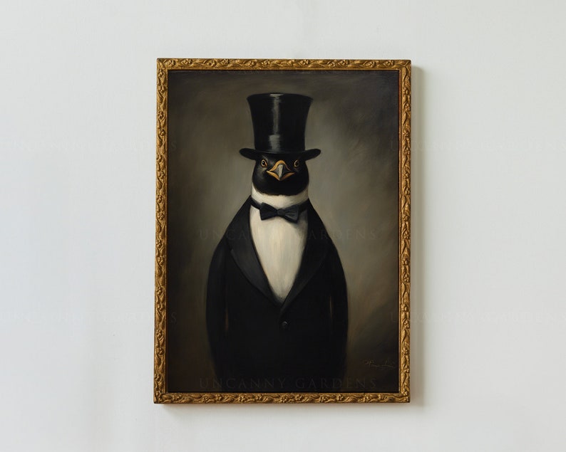 Mr. Penguin Victorian Portrait Art Print, Anthropomorphic Bird Decor ...