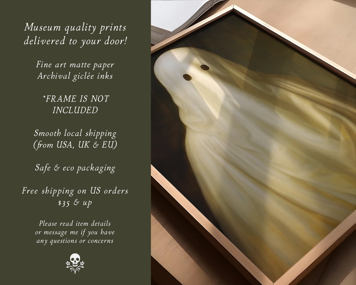 Classic Ghost Painting, Halloween Decoration, Vintage Ghost Art, Dark ...