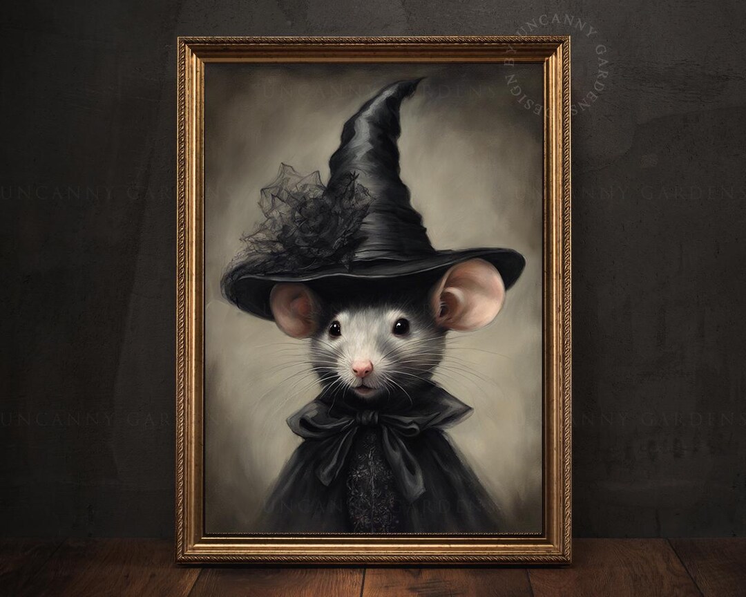 Witchy Mouse Painting Print, Dark Cottagecore Decor, Dark Academia Art ...