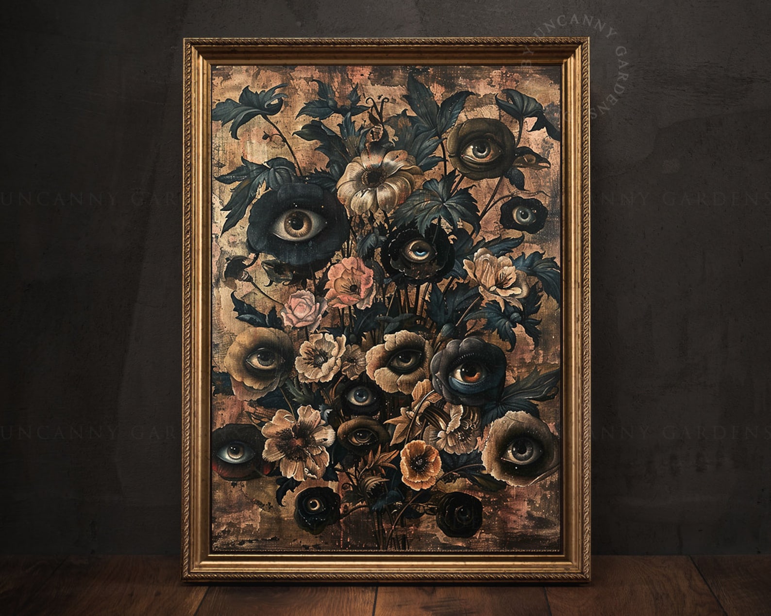 Floral Witchy Room Decor, Strange Flowers With Eyes Art Print, Mystical ...