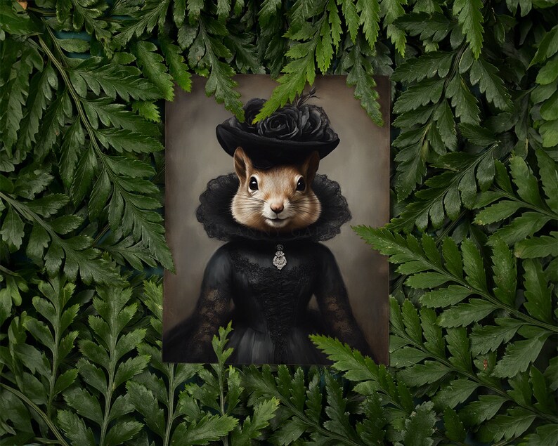 Royal Squirrel Portrait, Victorian Squirrel, Victorian Animal Art Print ...