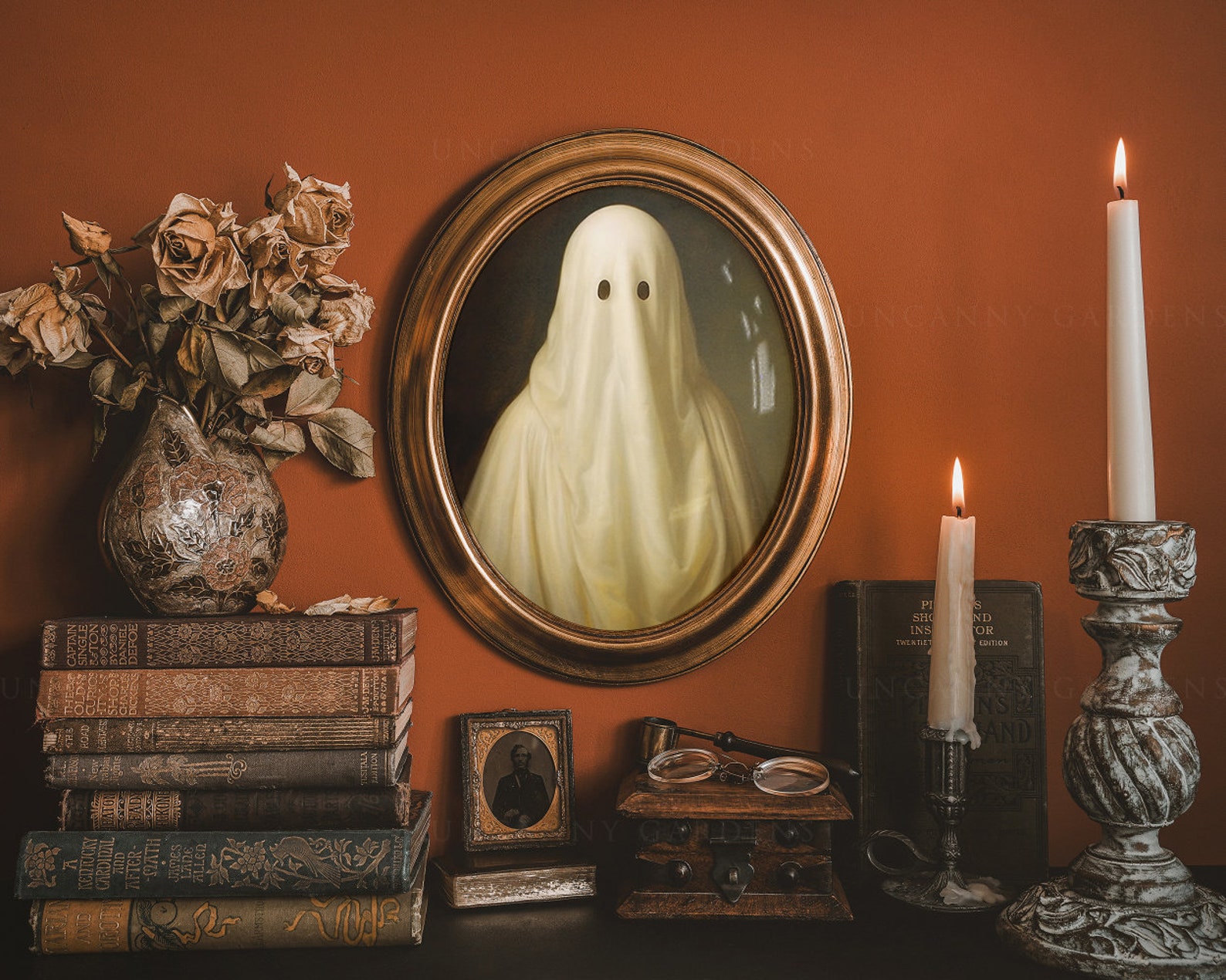 Classic Ghost Painting, Halloween Decoration, Vintage Ghost Art, Dark ...