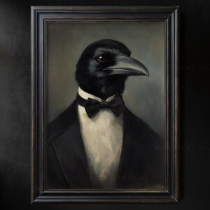 Victorian Crow Gentleman Art Print, Gothic Crow Wall Art, Whimsy Goth ...