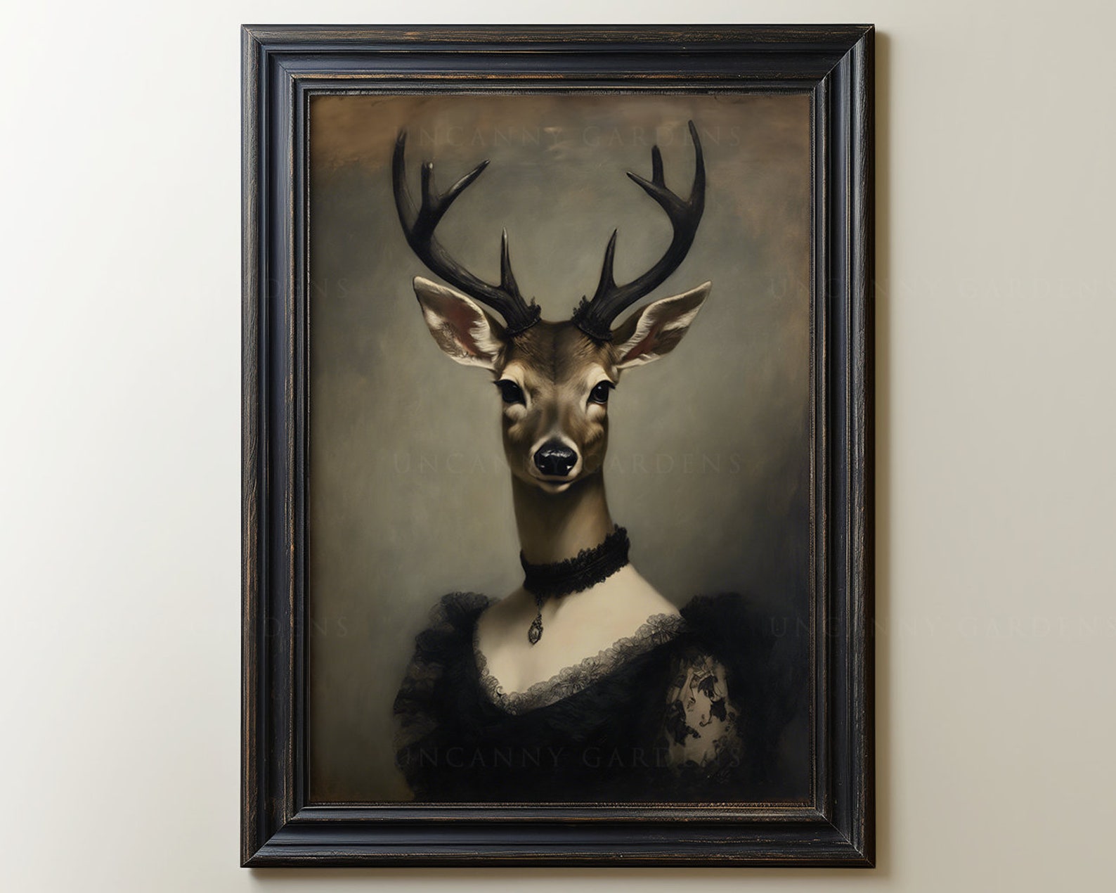 Miss Doe, Victorian Deer Lady Portrait, Whimsical Animals, Gothic Deer ...