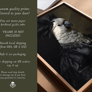 Victorian Cockatoo Portrait Gothic Parrot Wall Art, Dark Academia Print ...
