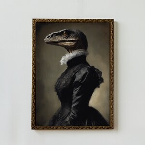 Victorian Velociraptor Portrait, Gothic Dinosaur Print, Raptor Art ...
