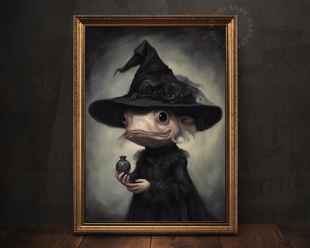 Ugly Fish Witch, Strange and Unusual Halloween Art Print, Dark ...