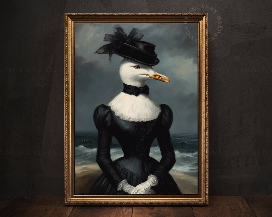 Lady Seagull, Victorian Portrait Art Print, Whimsigoth Animal Decor ...