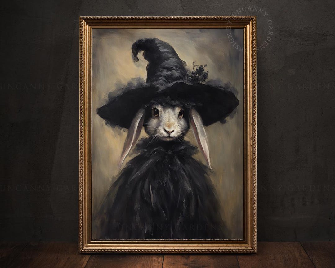 Victorian Rabbit Witch Gothic Art Print, Cute Halloween Animal Home ...