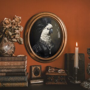 Victorian Cockatoo Portrait Gothic Parrot Wall Art, Dark Academia Print ...