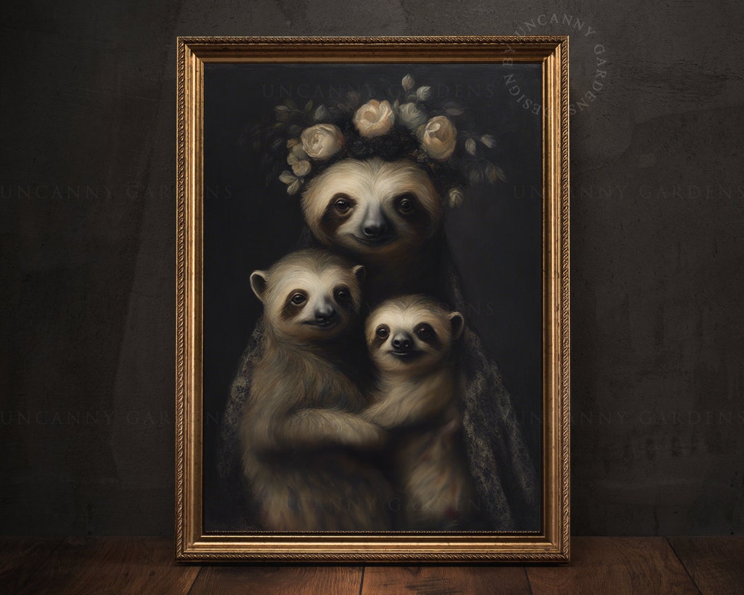 Sloth Mama With Baby Sloths Art Print Wall Art, Boho Mama of Twins, Gif ...