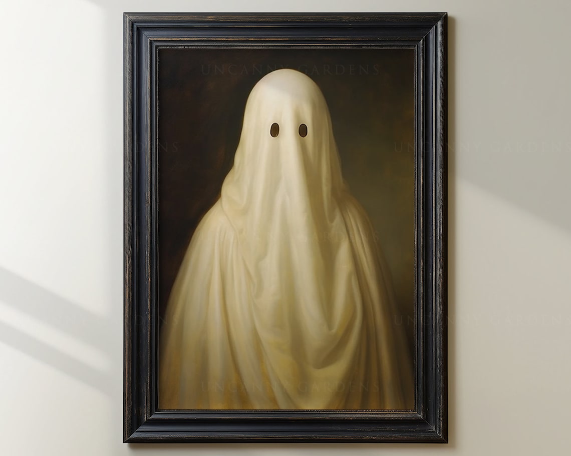 Classic Ghost Painting, Halloween Decoration, Vintage Ghost Art, Dark ...
