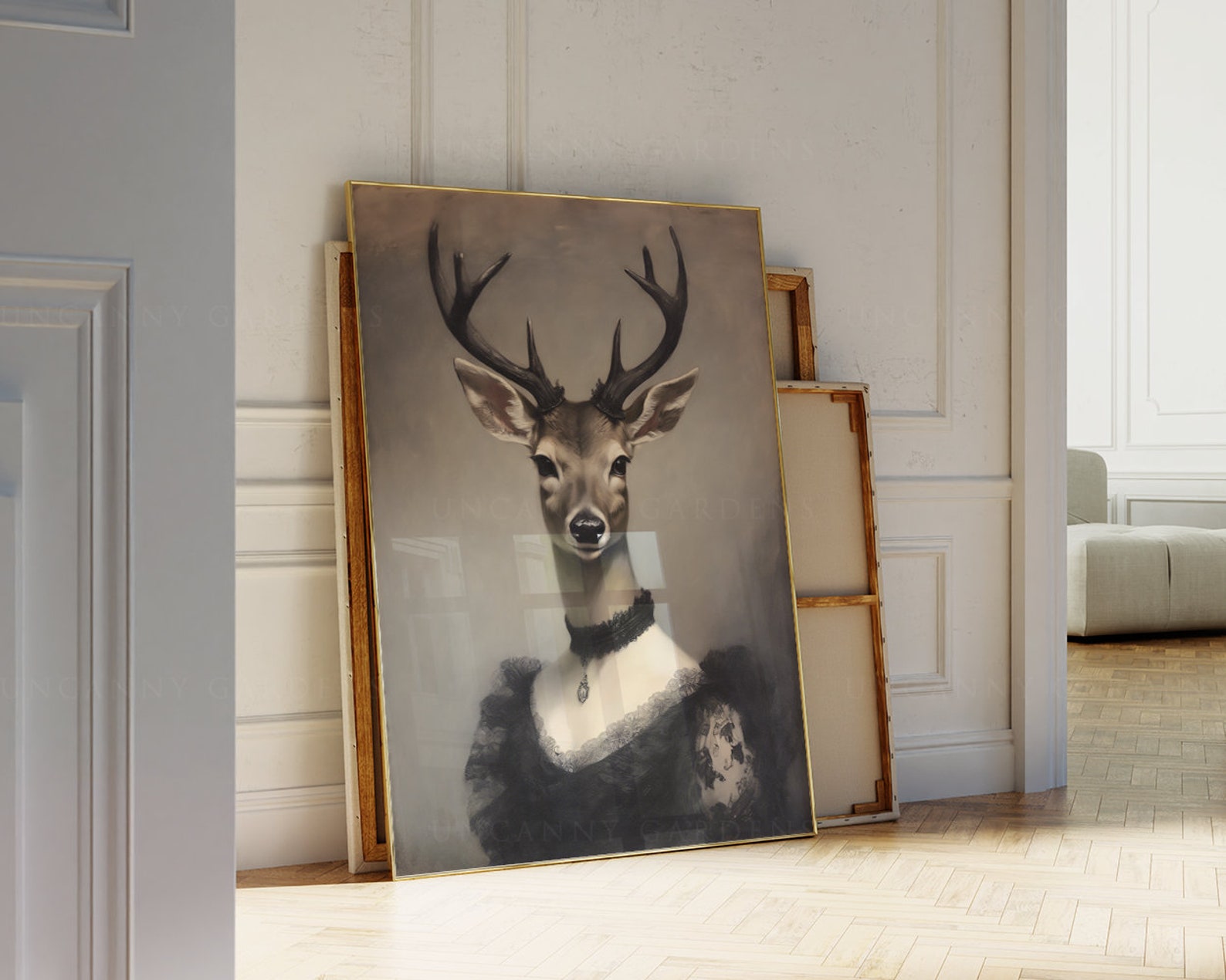 Miss Doe, Victorian Deer Lady Portrait, Whimsical Animals, Gothic Deer ...