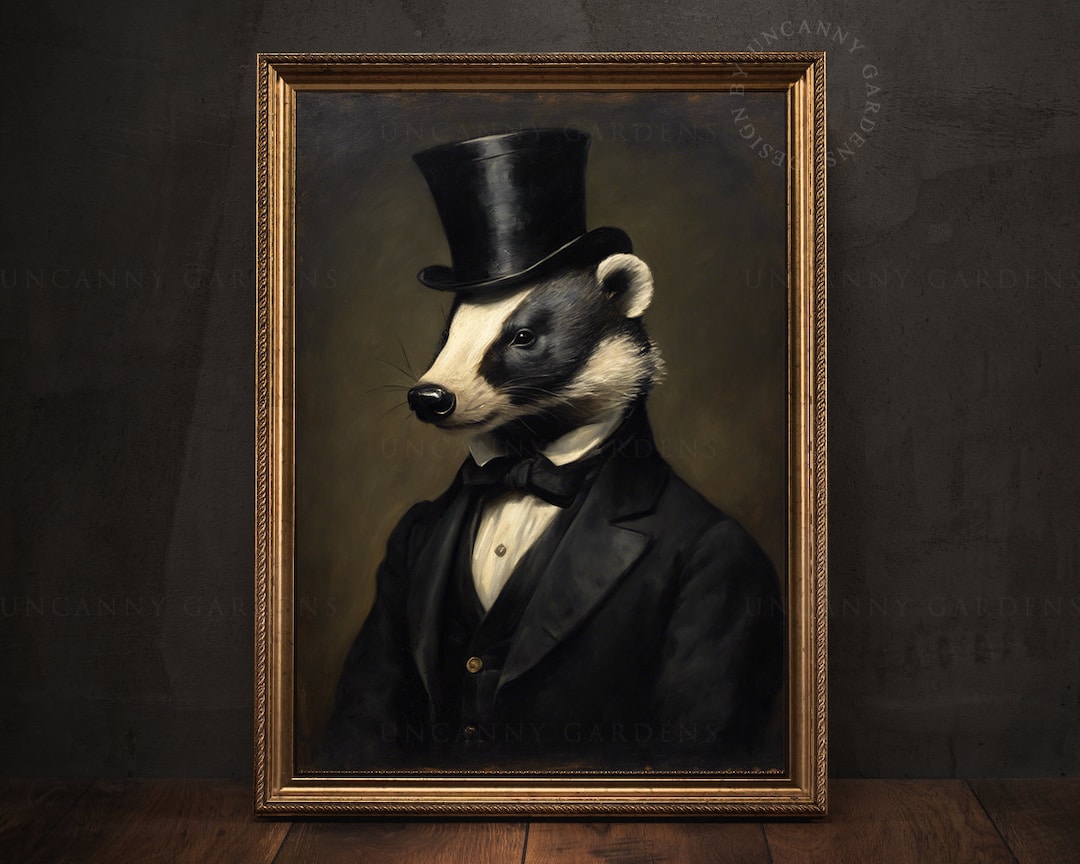 Mr Badger Victorian Portrait, Animal Lover Gift, Unique Wall Decor ...