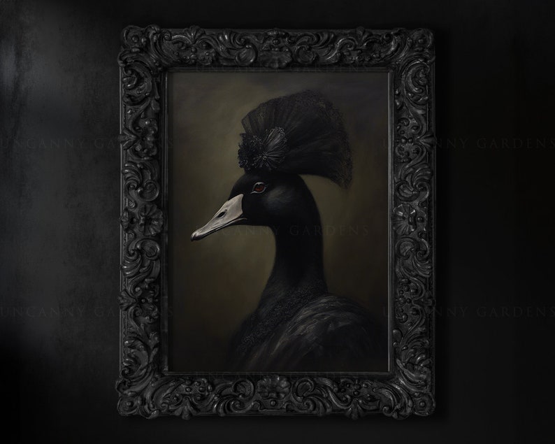 Miss Black Swan Gothic Portrait, Victorian Bird, Dark Art Prints ...