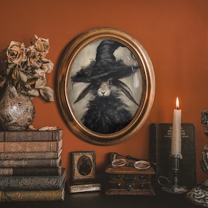 Whimsical Rabbit Witch Art Print, Victorian Rabbit Portrait, Witchy ...