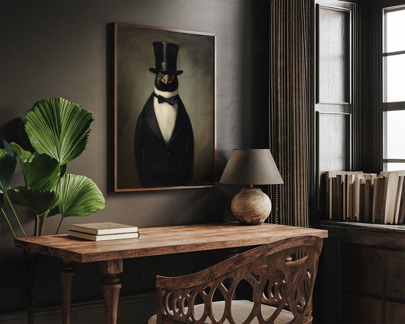 Mr. Penguin Victorian Portrait Art Print, Anthropomorphic Bird Decor ...