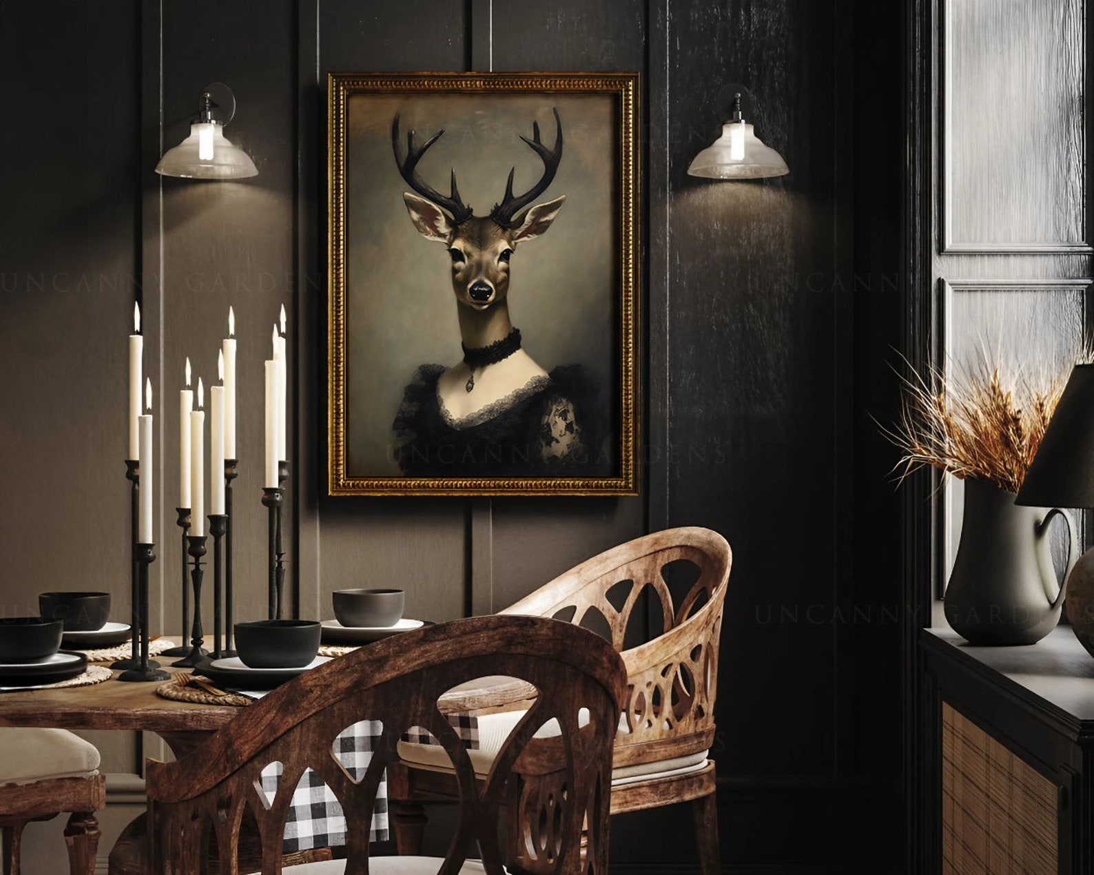 Miss Doe, Victorian Deer Lady Portrait, Whimsical Animals, Gothic Deer ...