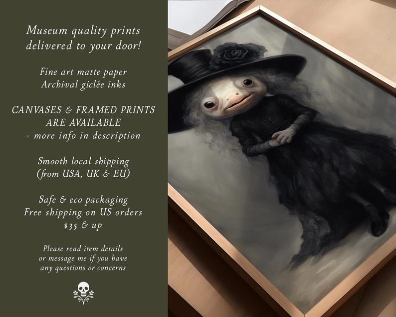 Ugly Fish Art Print, Funny Gothic Fish Decor, Victorian Animals, Cute ...