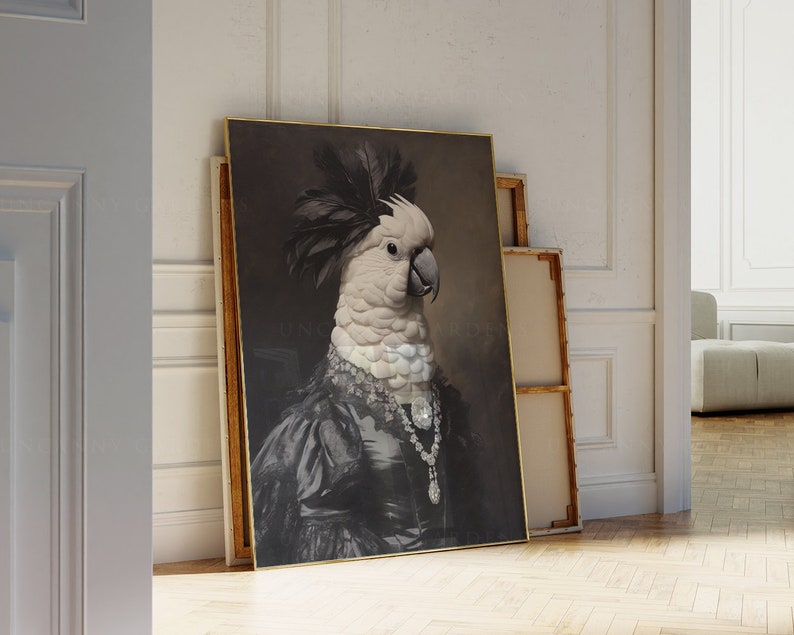 Victorian Cockatoo Portrait Gothic Parrot Wall Art, Dark Academia Print ...
