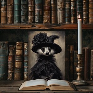 Halloween Badger Wall Art Print, Dark Cottagecore Decor, Victorian ...