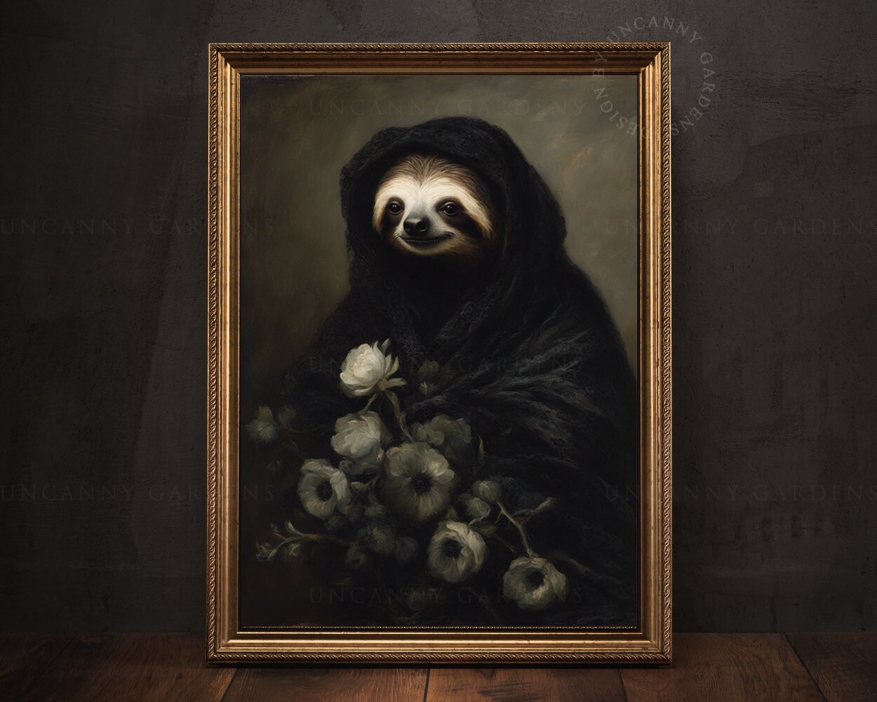 Victorian Gothic Sloth Portrait, Vintage Animal Prints, Dark Academia ...