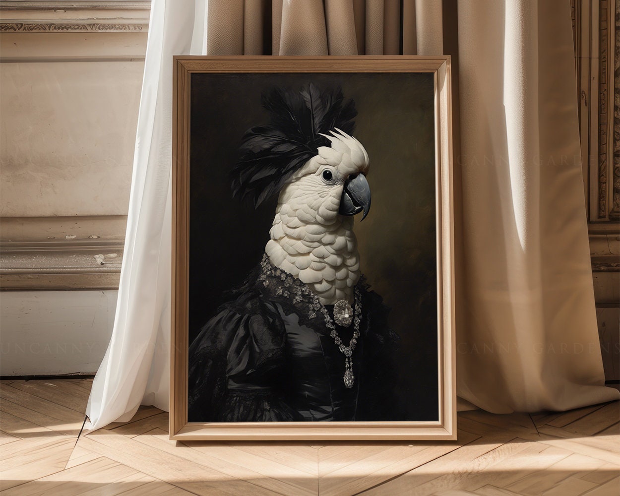 Victorian Cockatoo Portrait Gothic Parrot Wall Art, Dark Academia Print ...