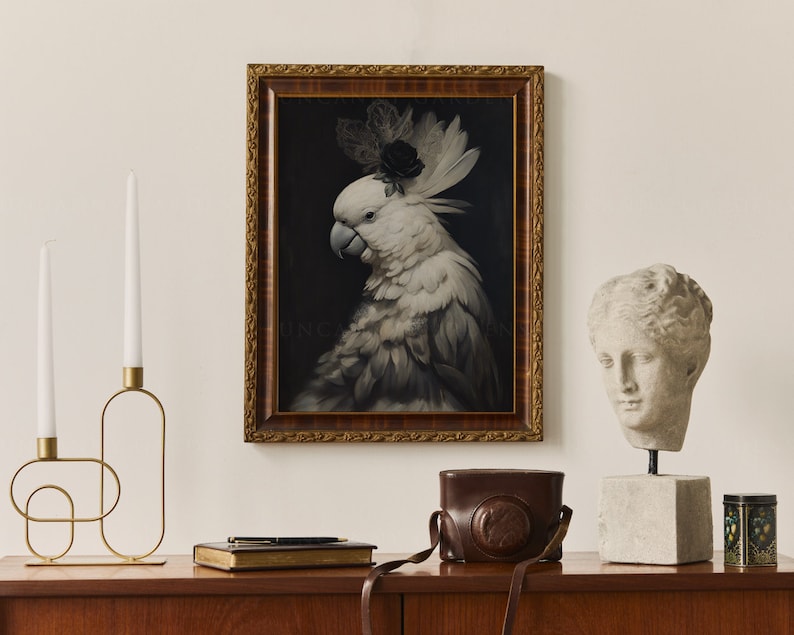Madame Cockatoo Victorian Bird Portrait Art Print, Old Parrot Portrait ...