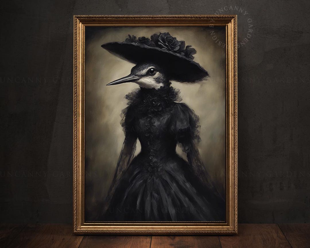 Gothic Hummingbird Halloween Wall Decor, Tropigoth Art Print, Victorian ...