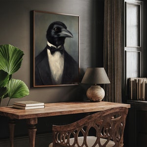 Victorian Crow Gentleman Art Print, Gothic Crow Wall Art, Whimsy Goth ...