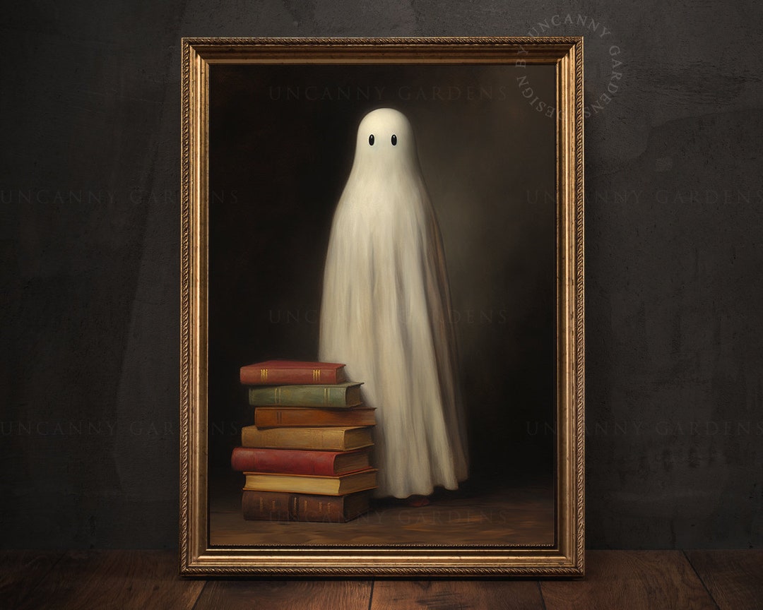 Ghost in the Library, Book Lover Gift, Book Nook Art, Bookish Gift for ...
