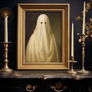 Classic Ghost Painting, Halloween Decoration, Vintage Ghost Art, Dark ...