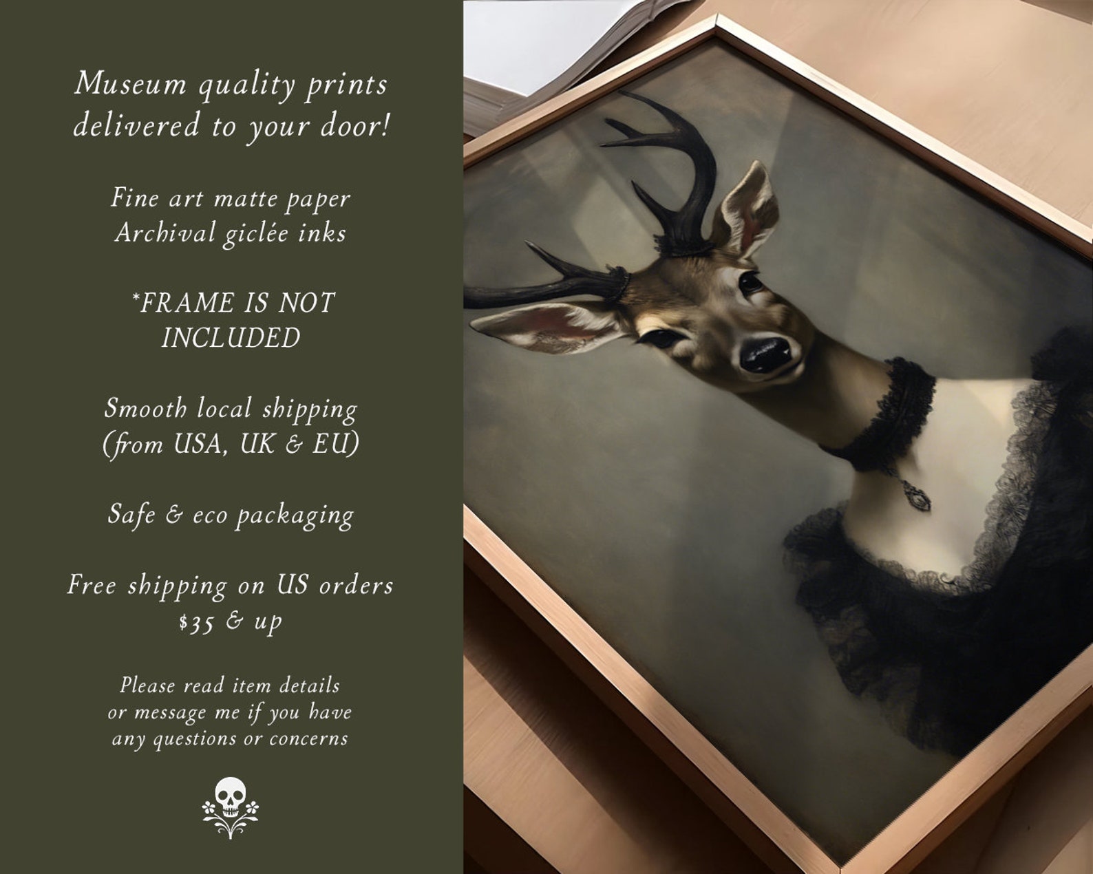 Miss Doe, Victorian Deer Lady Portrait, Whimsical Animals, Gothic Deer ...