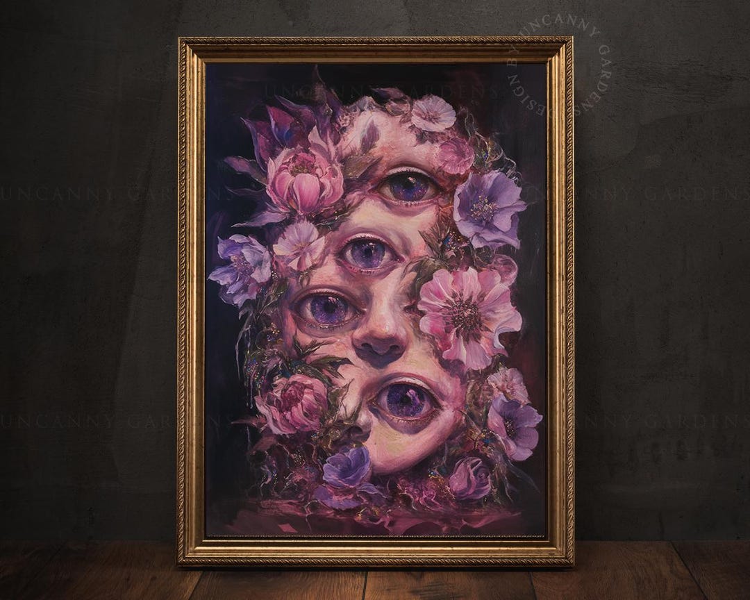 Surreal Face Painting, Unique Halloween Decor, Dark Academia Print ...