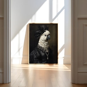 Victorian Cockatoo Portrait Gothic Parrot Wall Art, Dark Academia Print ...