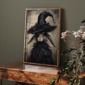 Whimsical Rabbit Witch Art Print, Victorian Rabbit Portrait, Witchy ...
