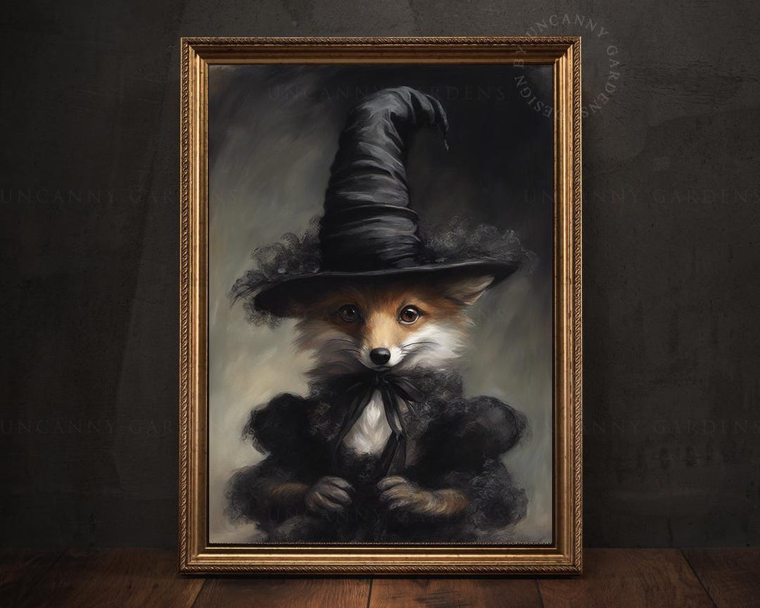 Victorian Gothic Fox Witch Decor, Halloween Wall Art Print ...