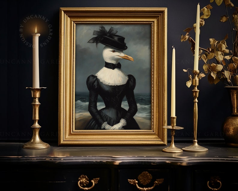 Lady Seagull, Victorian Portrait Art Print, Whimsigoth Animal Decor ...