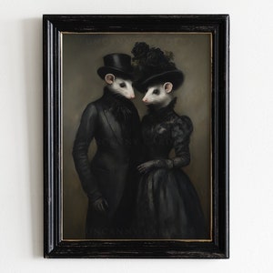 Gothic Opossum Wedding Couple Portrait Art Print Gothic Wedding Gift ...