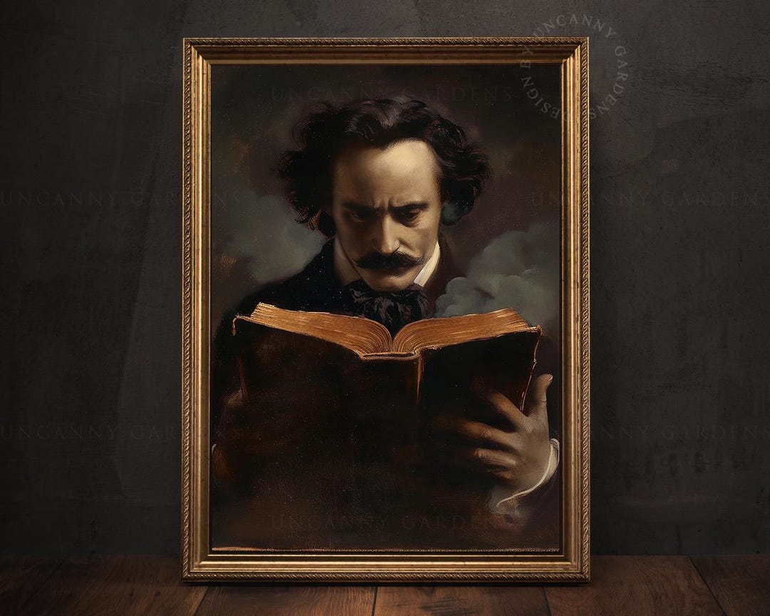 Edgar Allan Poe Portrait, Victorian Gothic Wall Decor, Dark Academia ...