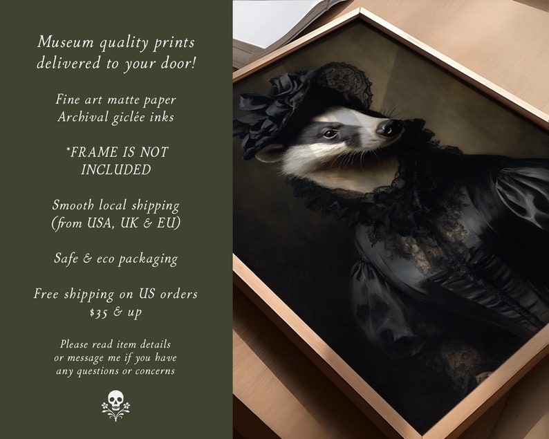 Mrs Badger Victorian Gothic Portrait, Vintage Animal Print, Victorian ...