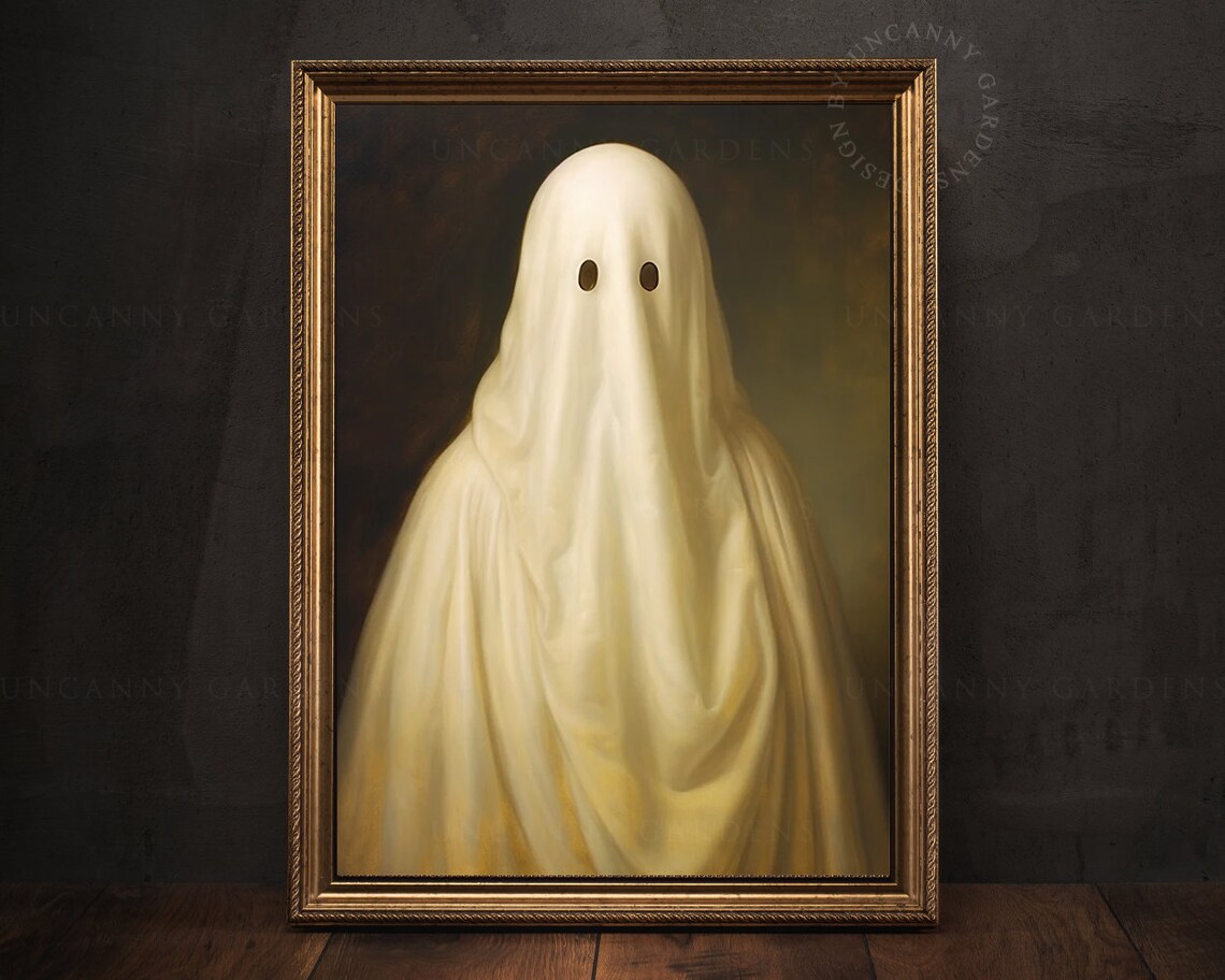 Classic Ghost Painting, Halloween Decoration, Vintage Ghost Art, Dark ...