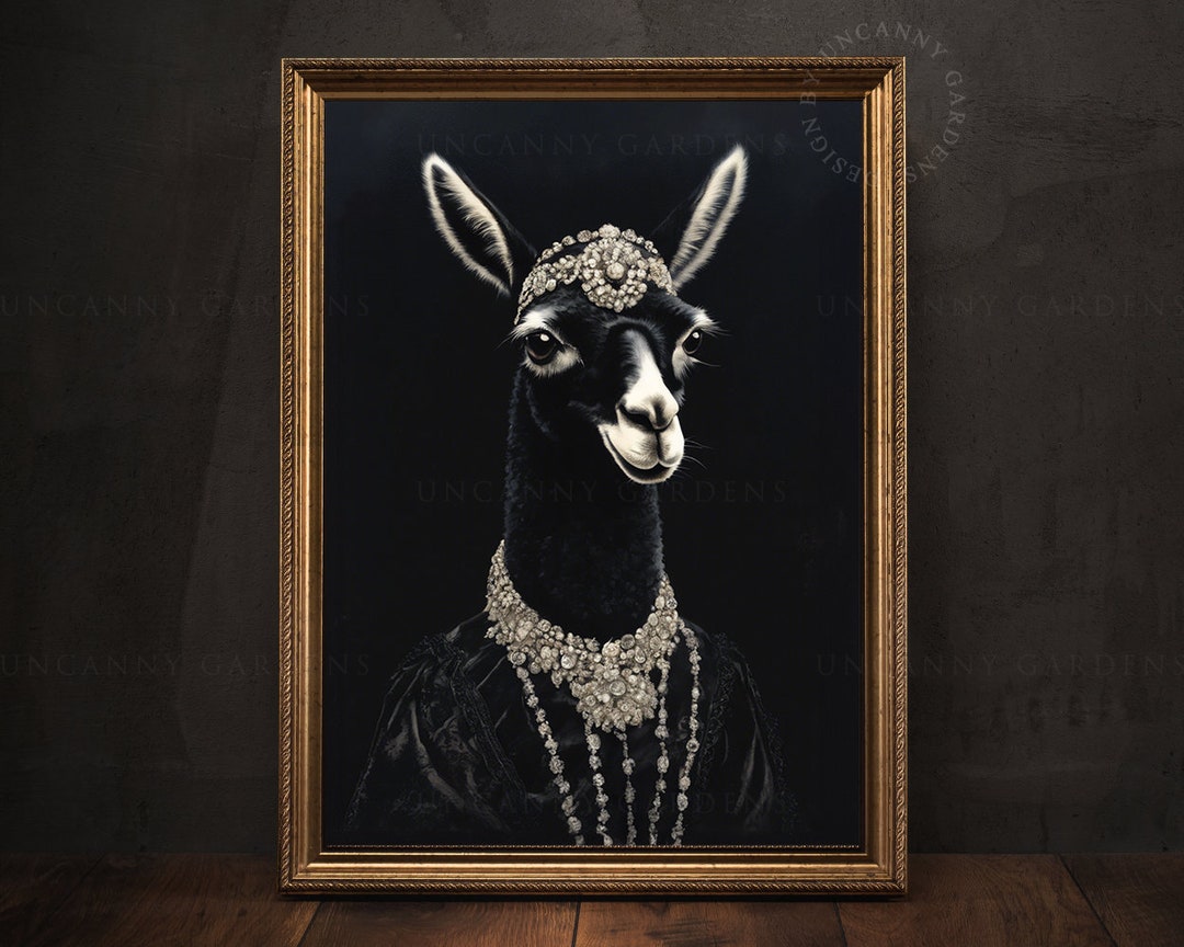 Lady Llama Wall Decor, Gothic Home Decor, Victorian Print, Funny Animal ...