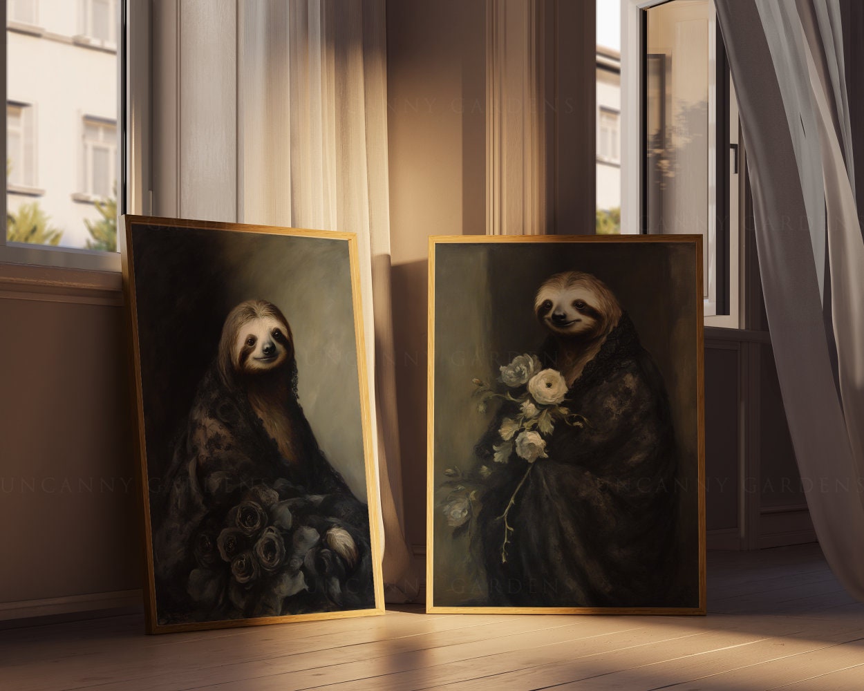 Dark Academia Sloth Art Print, Gothic Victorian Animal Portrait, Sloth ...