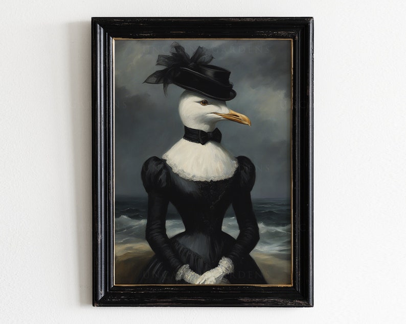 Lady Seagull, Victorian Portrait Art Print, Whimsigoth Animal Decor ...