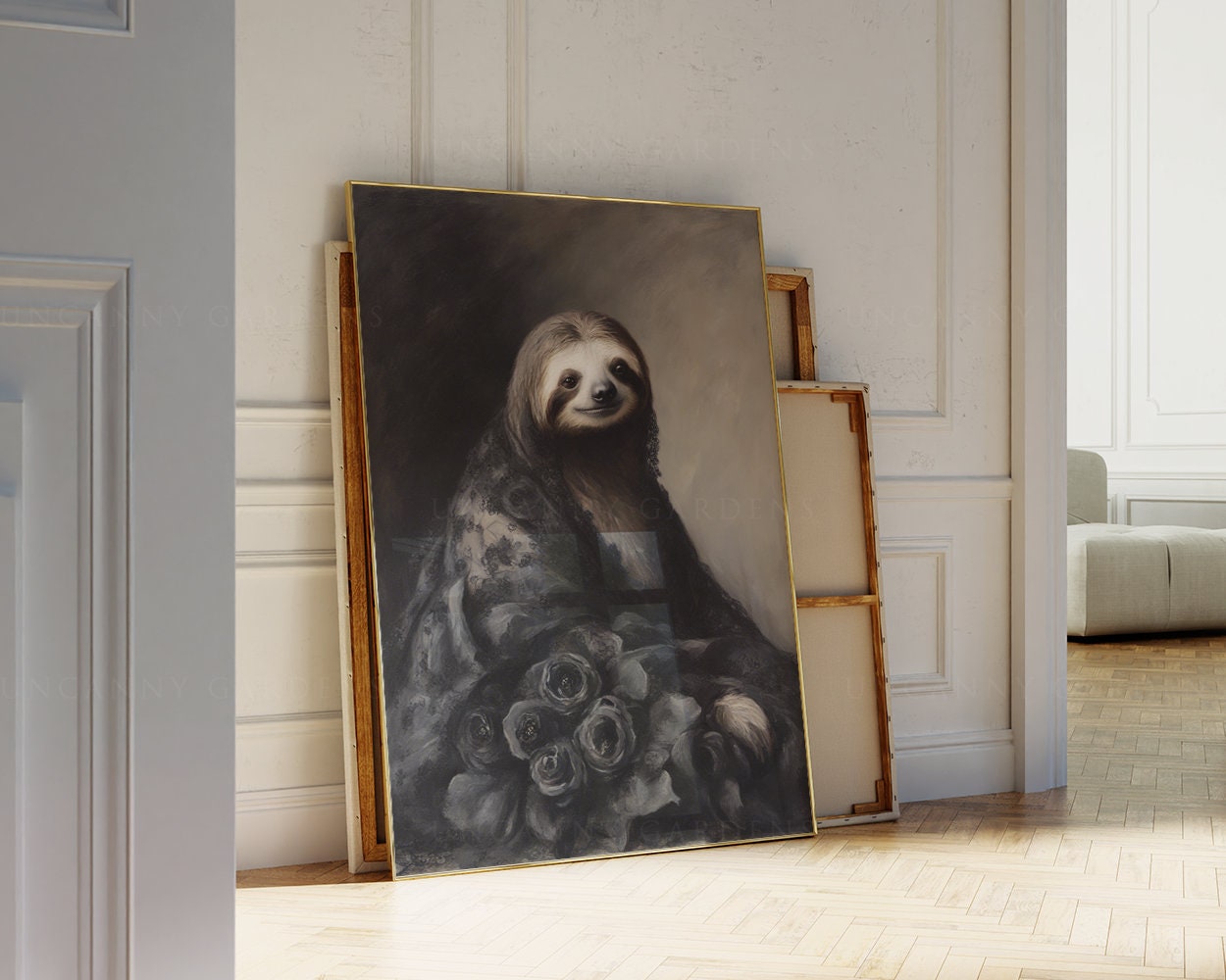 Dark Academia Sloth Art Print, Gothic Victorian Animal Portrait, Sloth ...