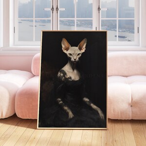 Gothic Sphynx Cat Wall Art, Victorian Cat Portrait, Goth Cat Lovers ...