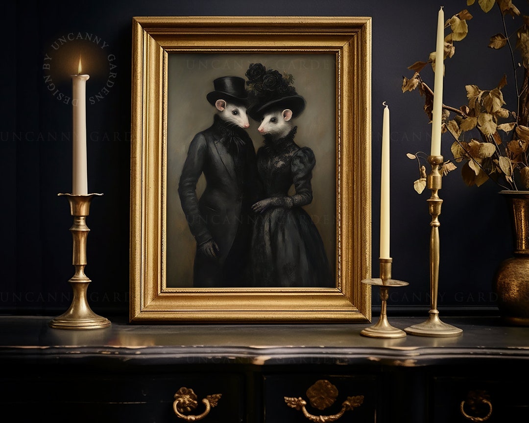 Gothic Opossum Wedding Couple Portrait Art Print Gothic Wedding Gift ...