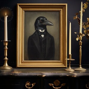 Mr Raven Wall Art, Crow Print, Gothic Victorian Crow, Home Decor ...