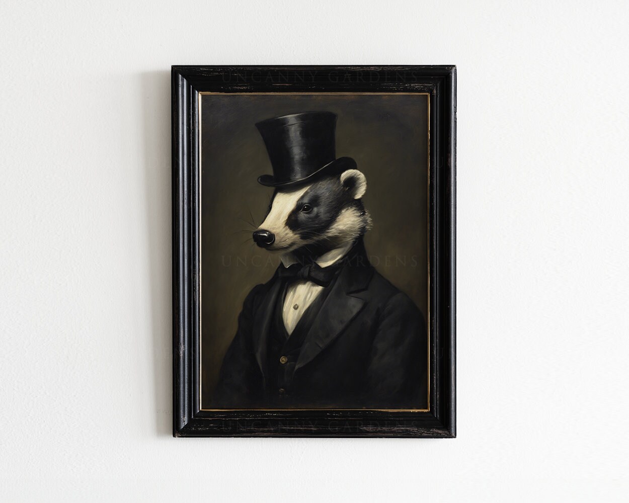 Mr Badger Victorian Portrait, Animal Lover Gift, Unique Wall Decor ...